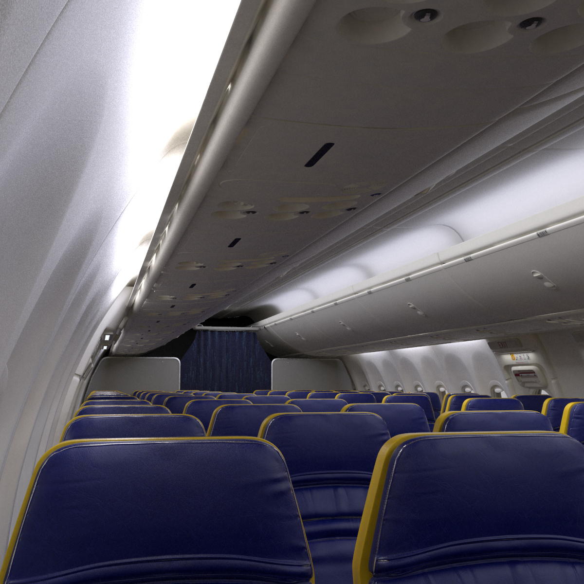 Ryanair economy interior section 3D - TurboSquid 1256065