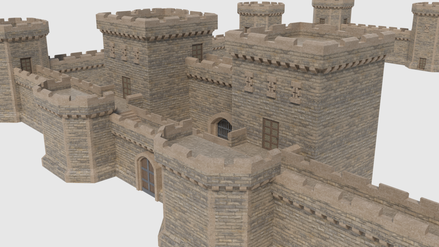 Ready castle tower wall model - TurboSquid 1257083