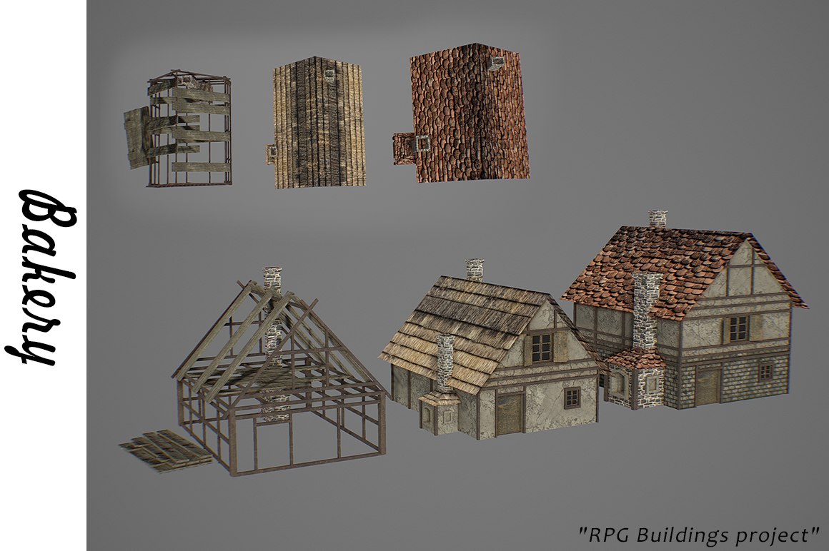 3D medieval bakery buildings - TurboSquid 1258321