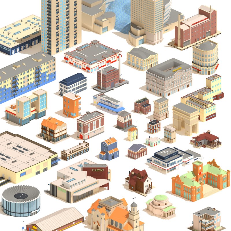 Pack buildings cartoon 3D model - TurboSquid 1258727