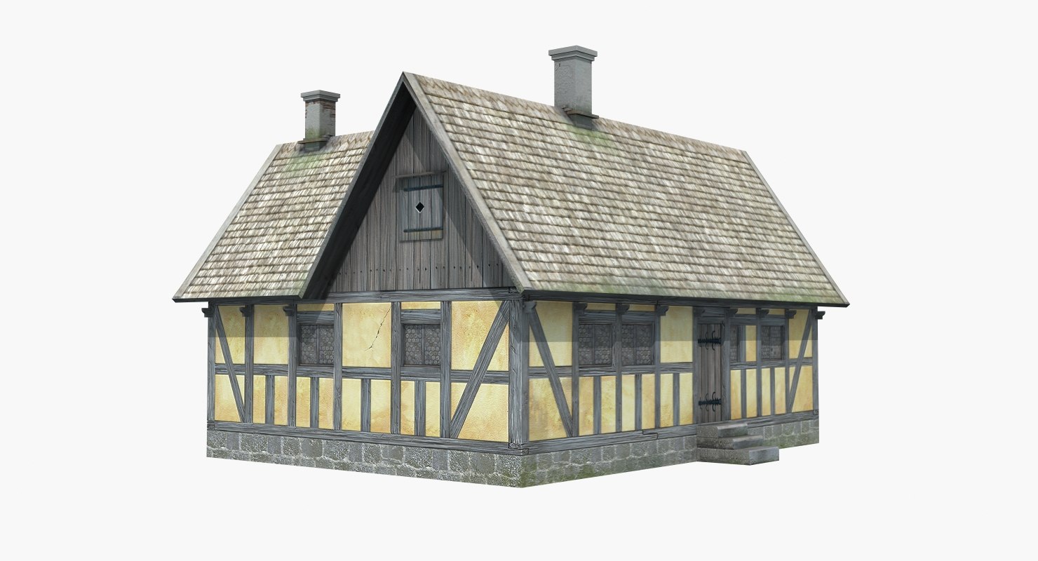 medieval half-timbered house 3d model