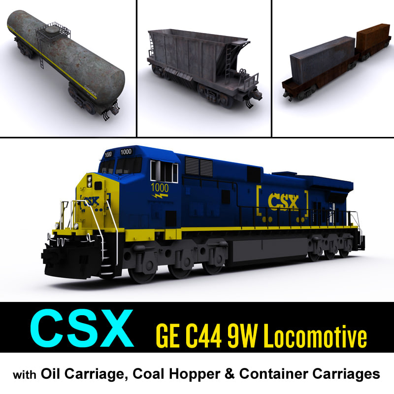 3d csx locomotive cargo carriage