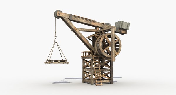 3d model old wooden crane