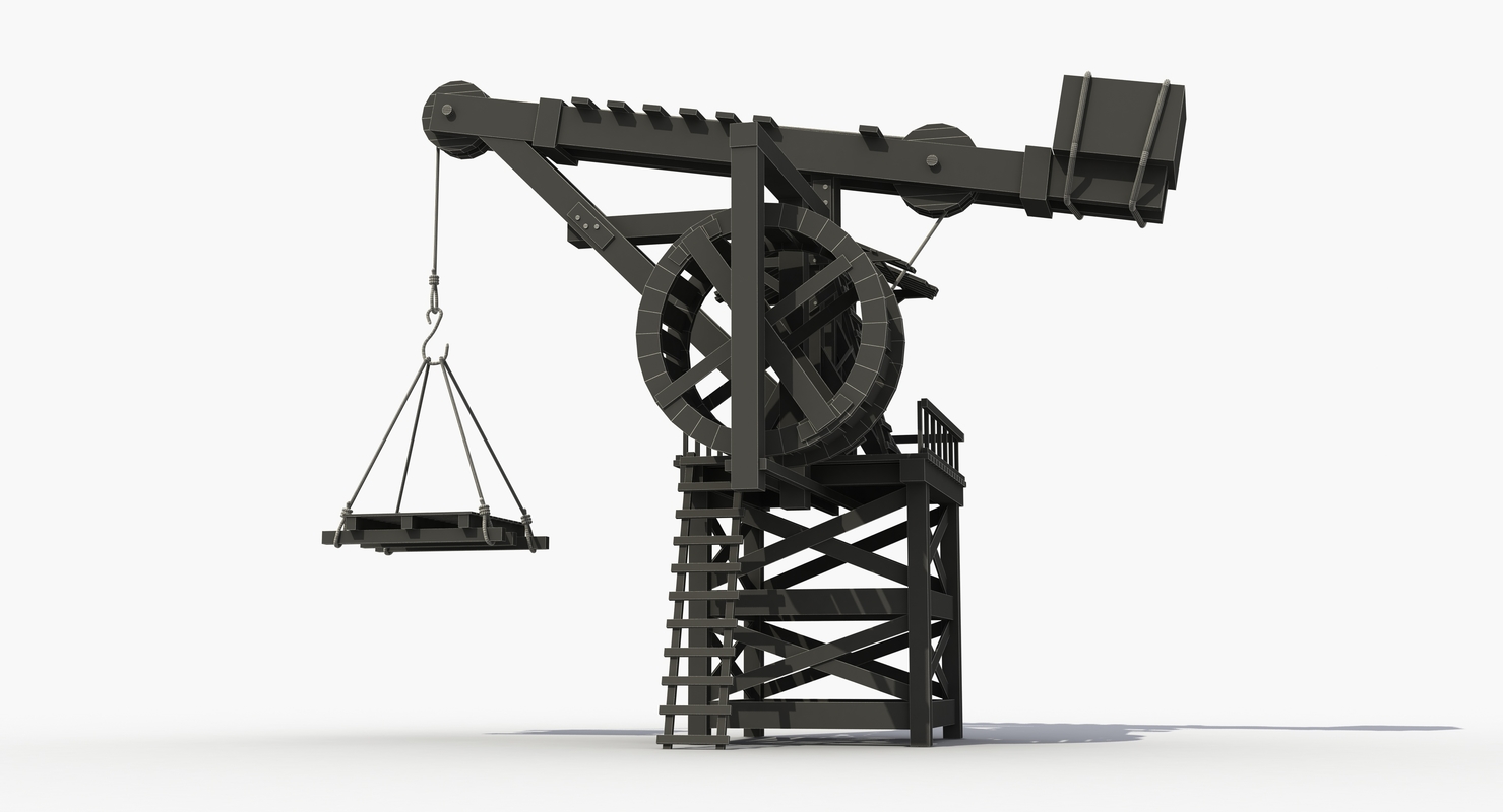 3d model old wooden crane