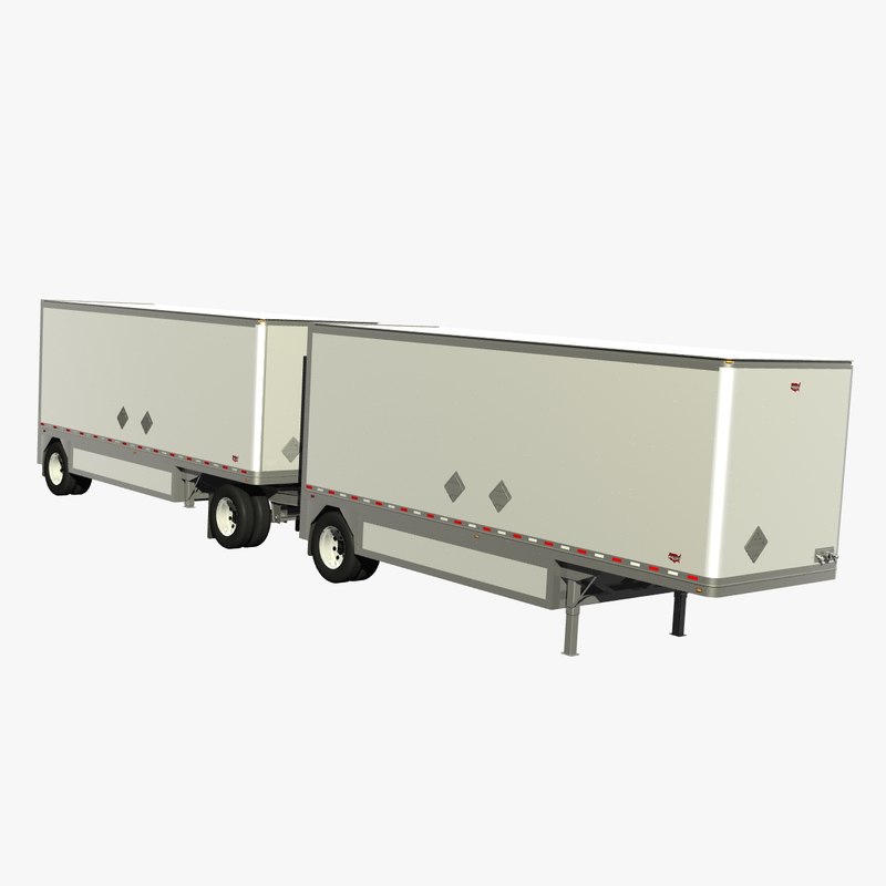 3d model double pup trailer 28ft