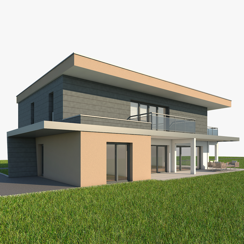 3d modern single family home