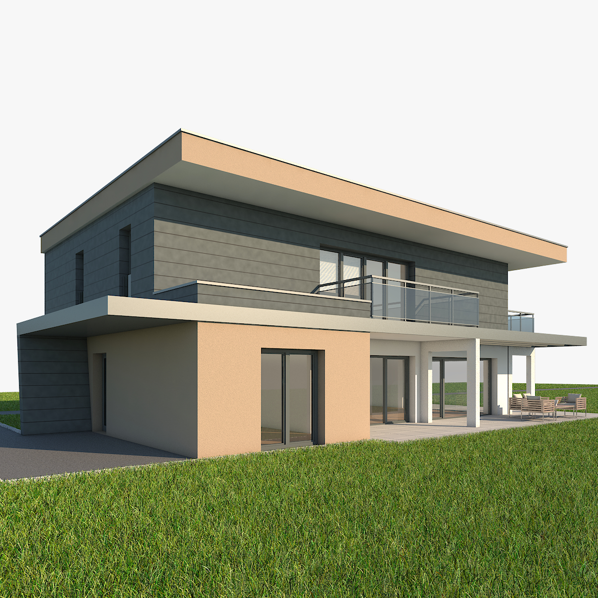 3d modern single family home