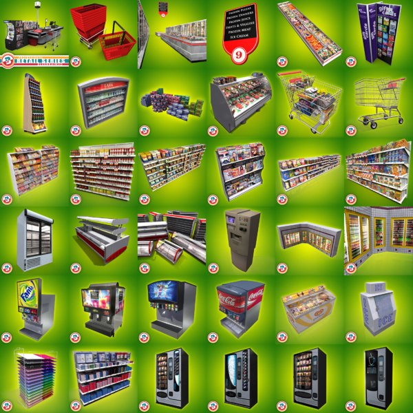 display shelf cleaning supplies 3d model