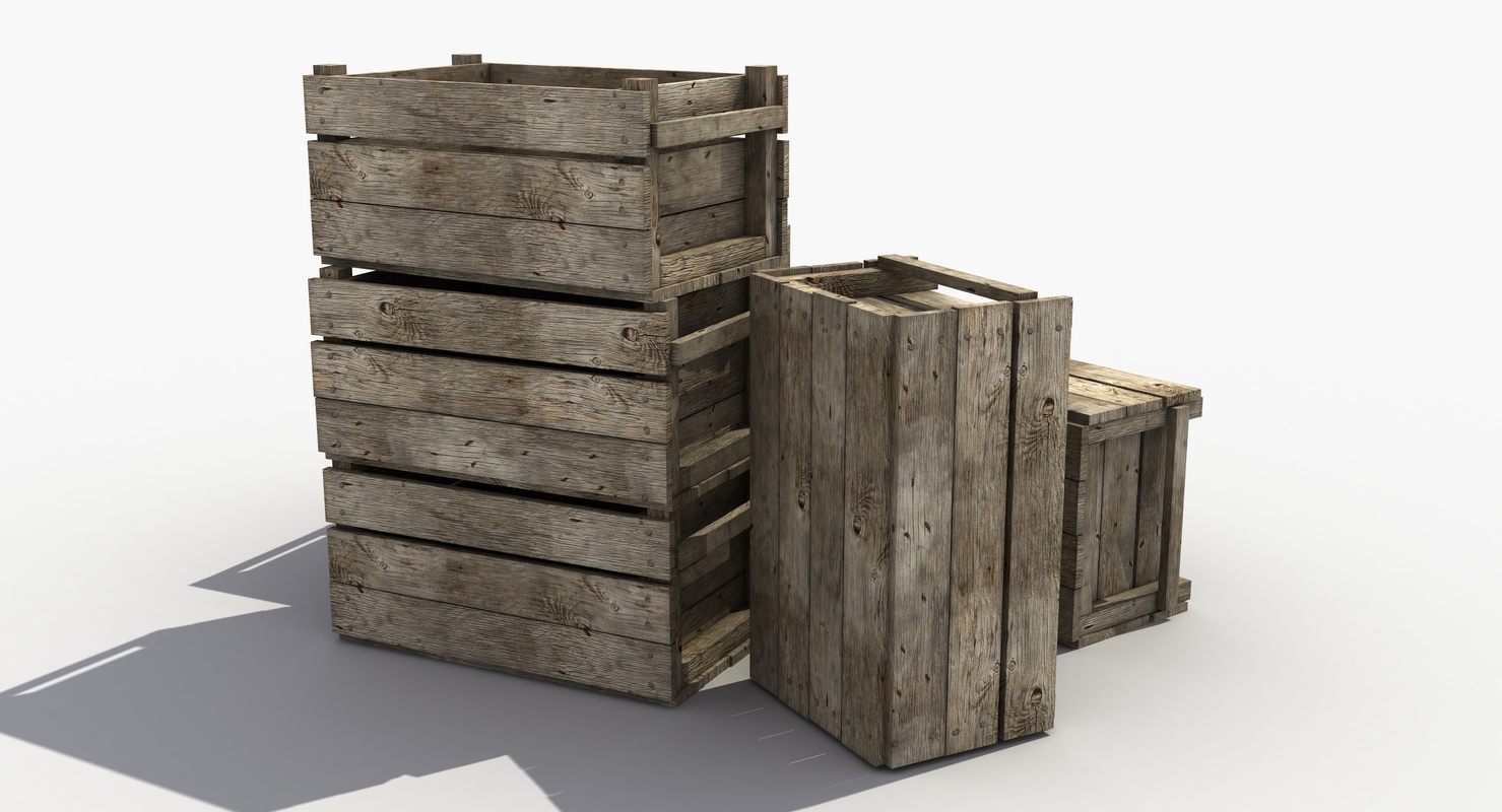 3d wooden crate model