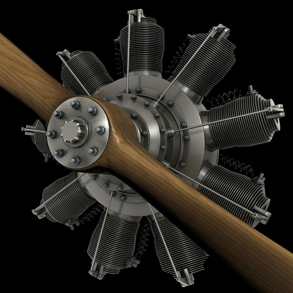 gnome 9n rotary engine obj