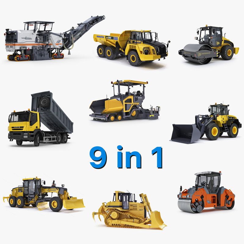 road construction compactor 3d model