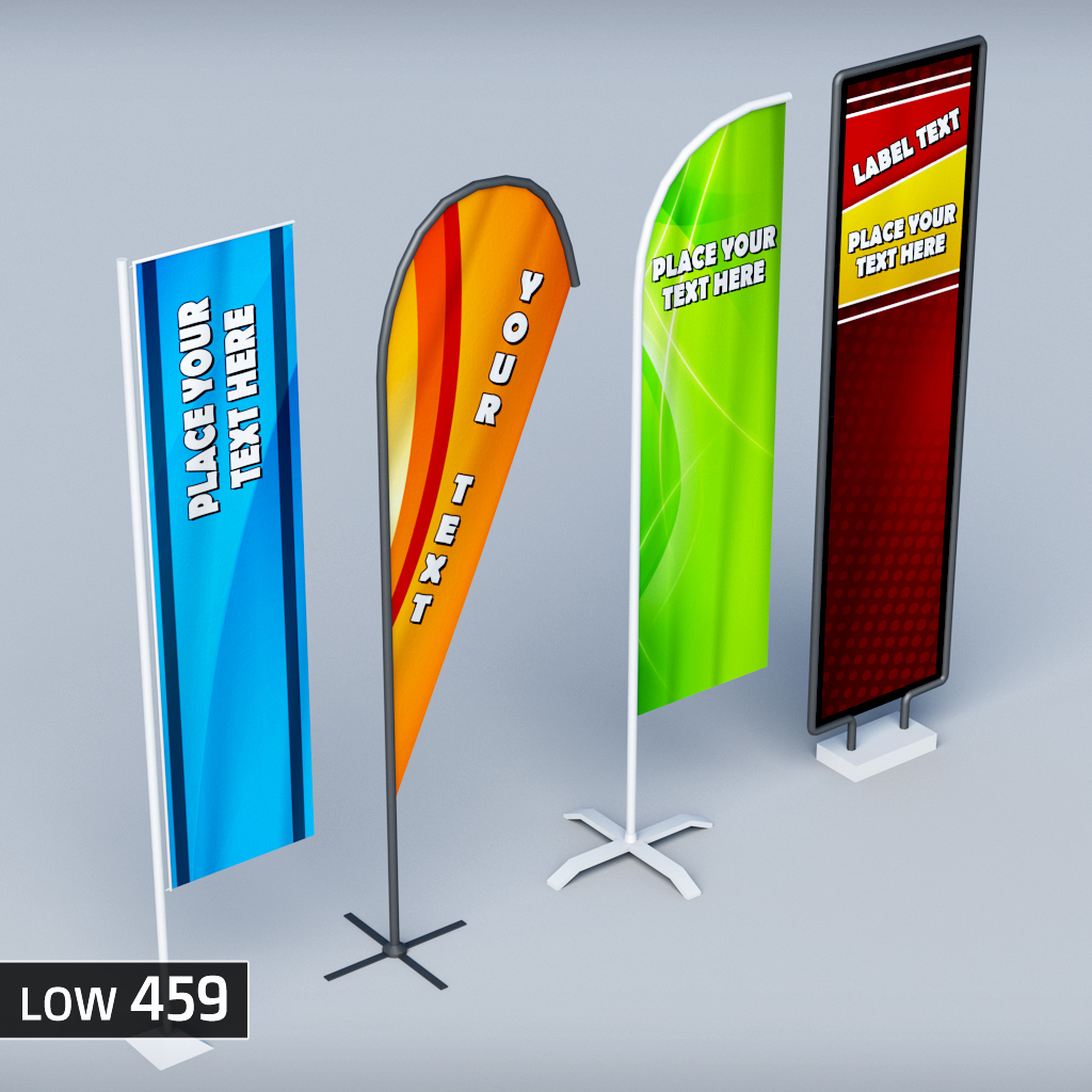 Banner comercial bandeira stand pack baixo poli Modelo 3D - TurboSquid 1057131