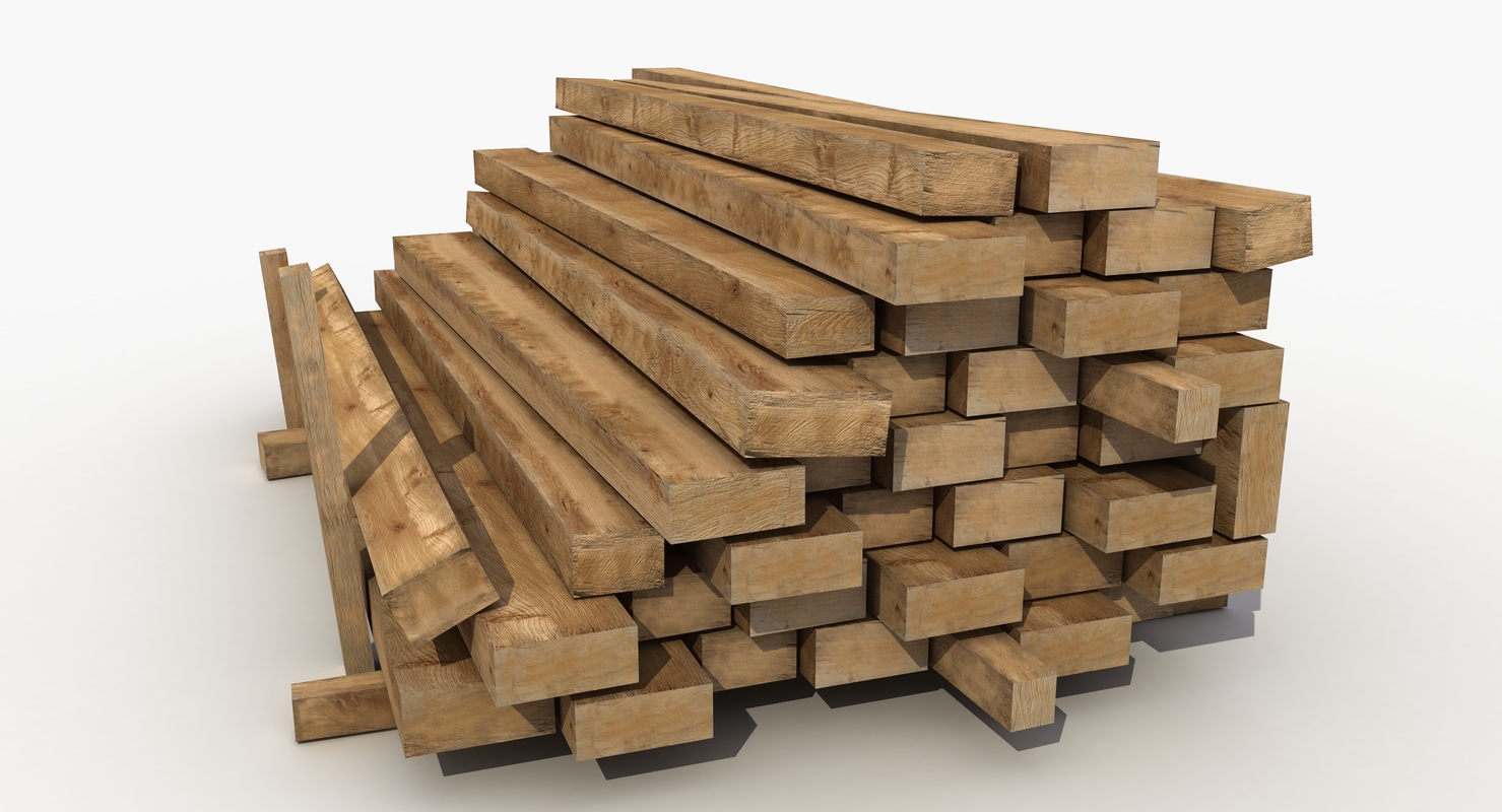 3d wooden wood beam model