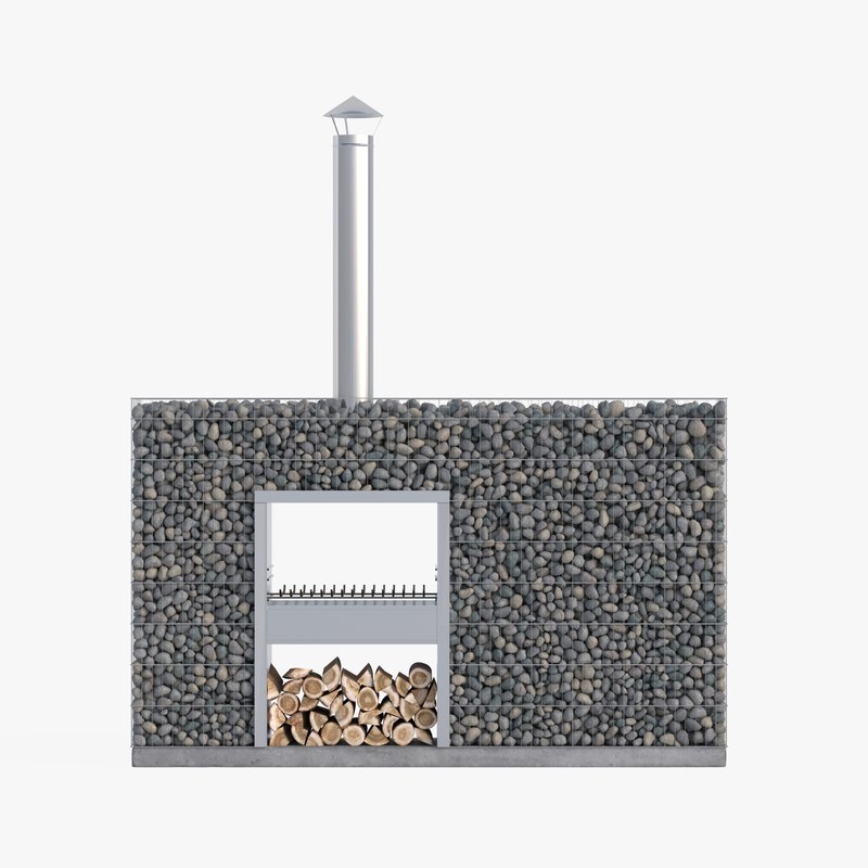 modern bbq gabion 3d max