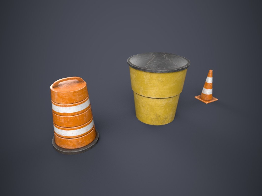 traffic barrels cone 3d x