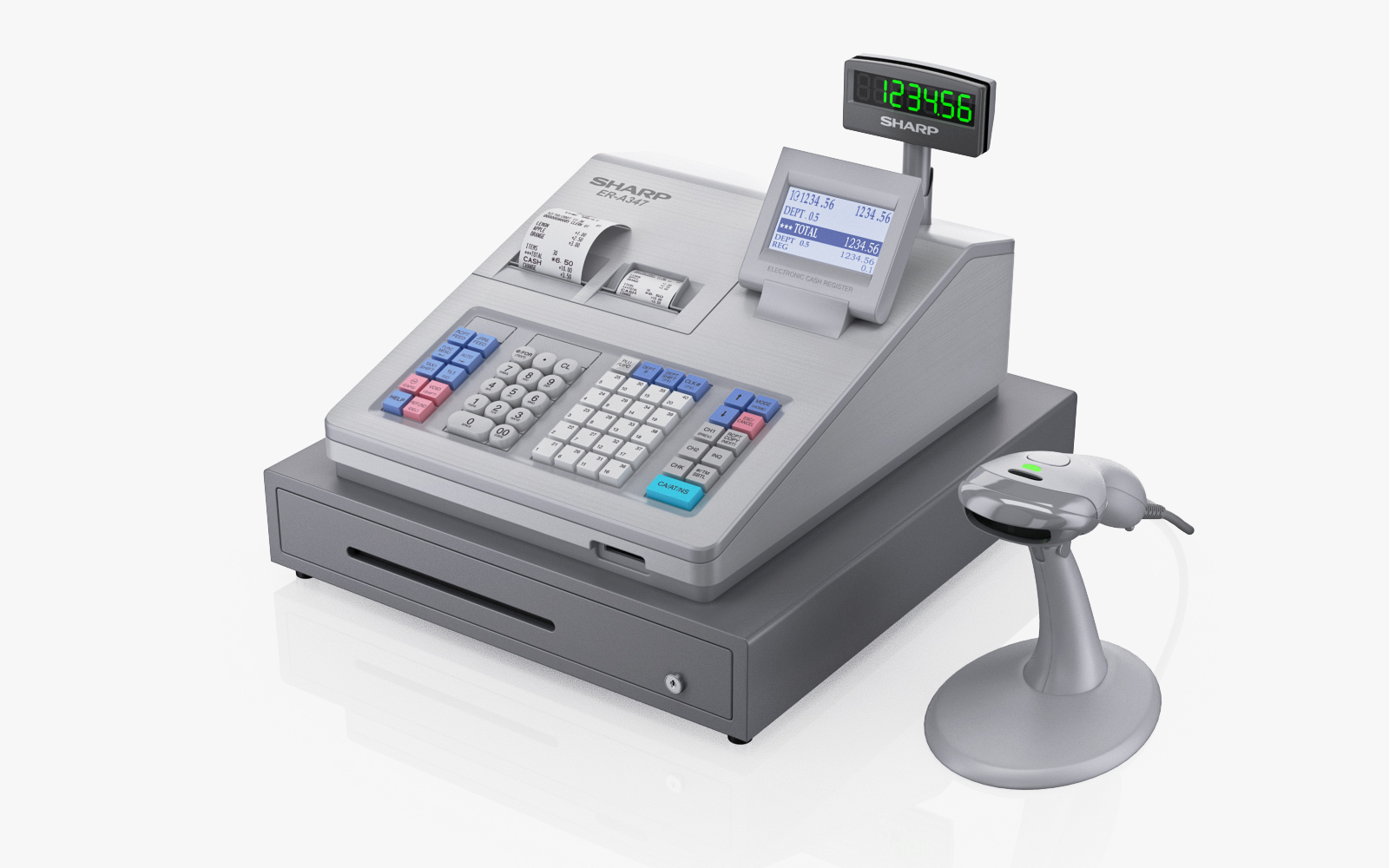 3d cash register sharp er-a347 model