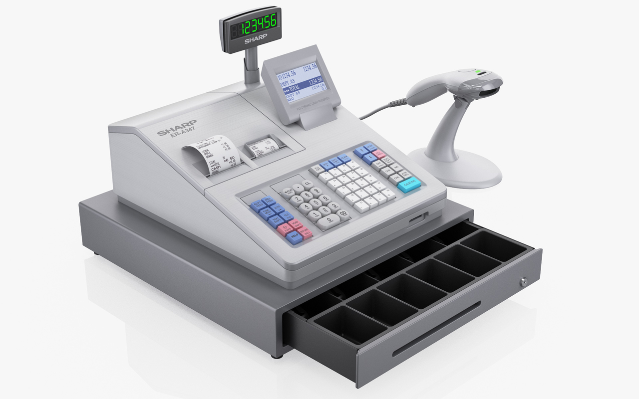 3d cash register sharp er-a347 model