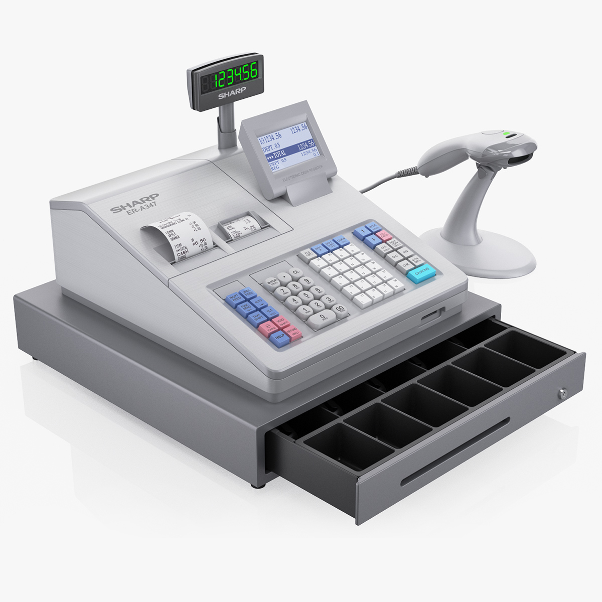 3d cash register sharp er-a347 model