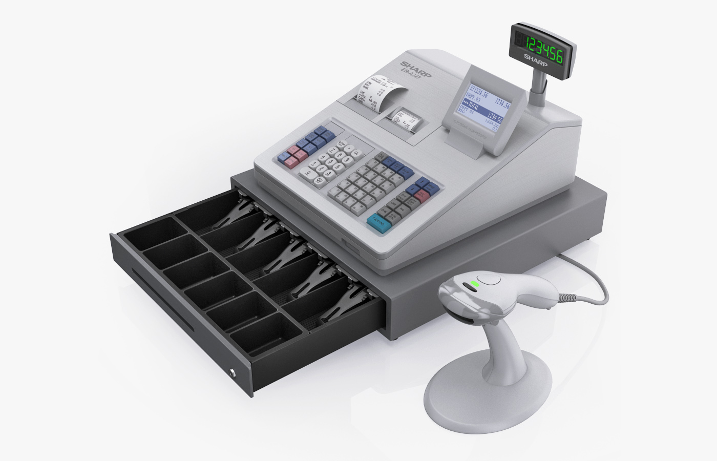 3d cash register sharp er-a347 model