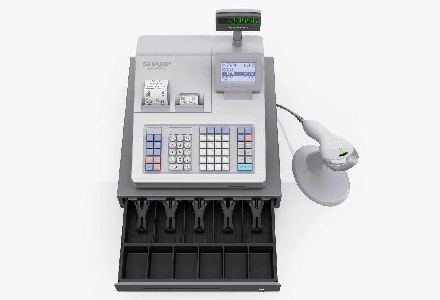 3d cash register sharp er-a347 model