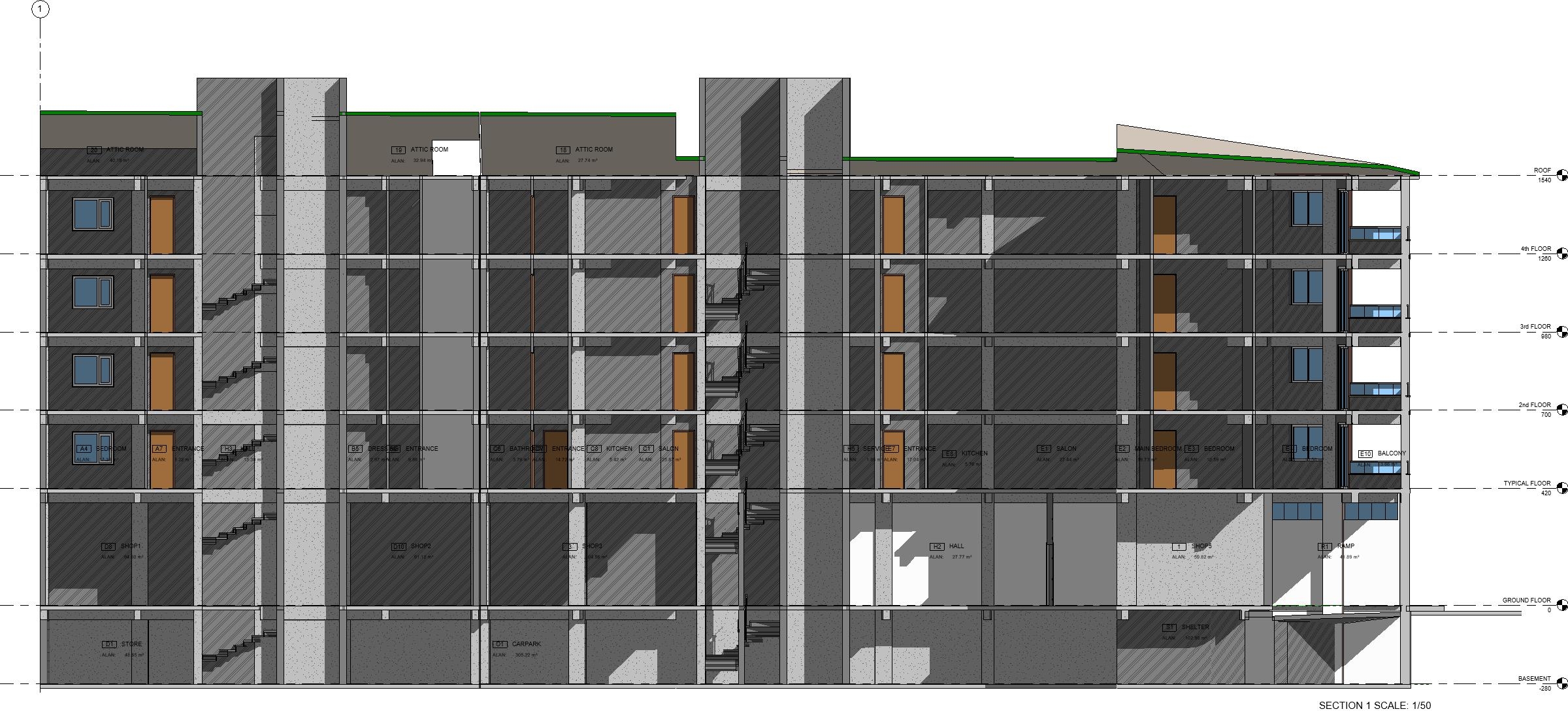 Revit project apartment building 3D model - TurboSquid 1338159