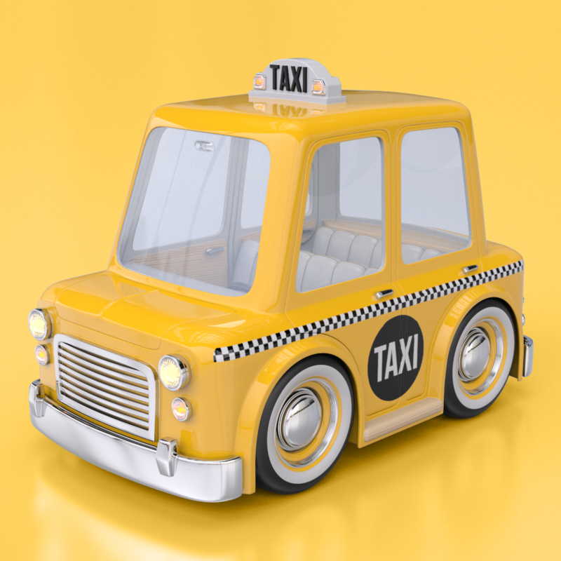 cartoon nyc taxi cab obj
