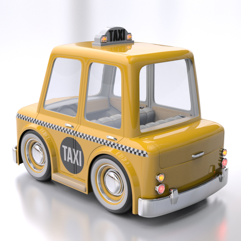 cartoon nyc taxi cab obj