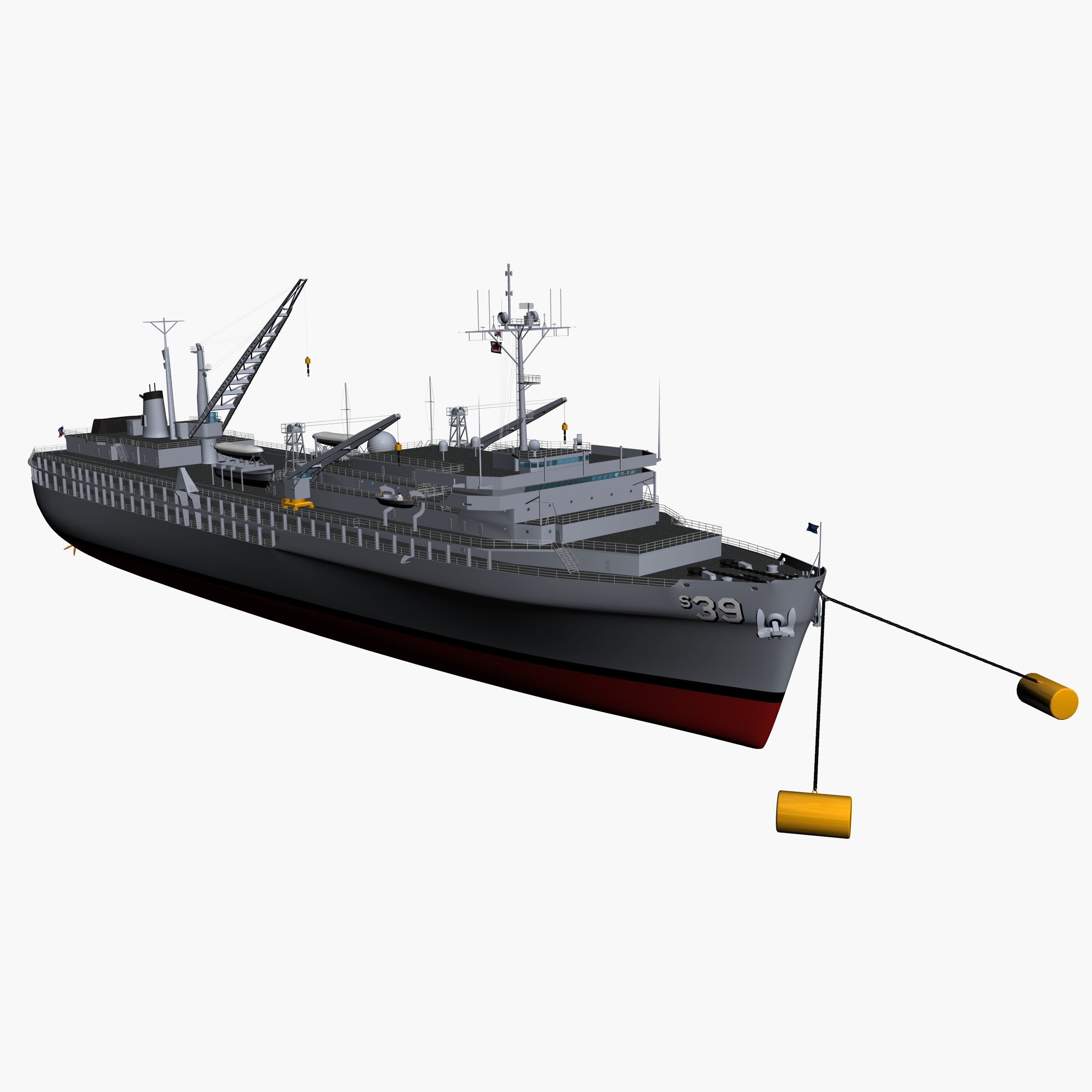 navy submarine tender vessels 3d model