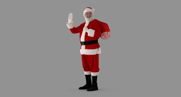 santa claus greeting people human 3d max