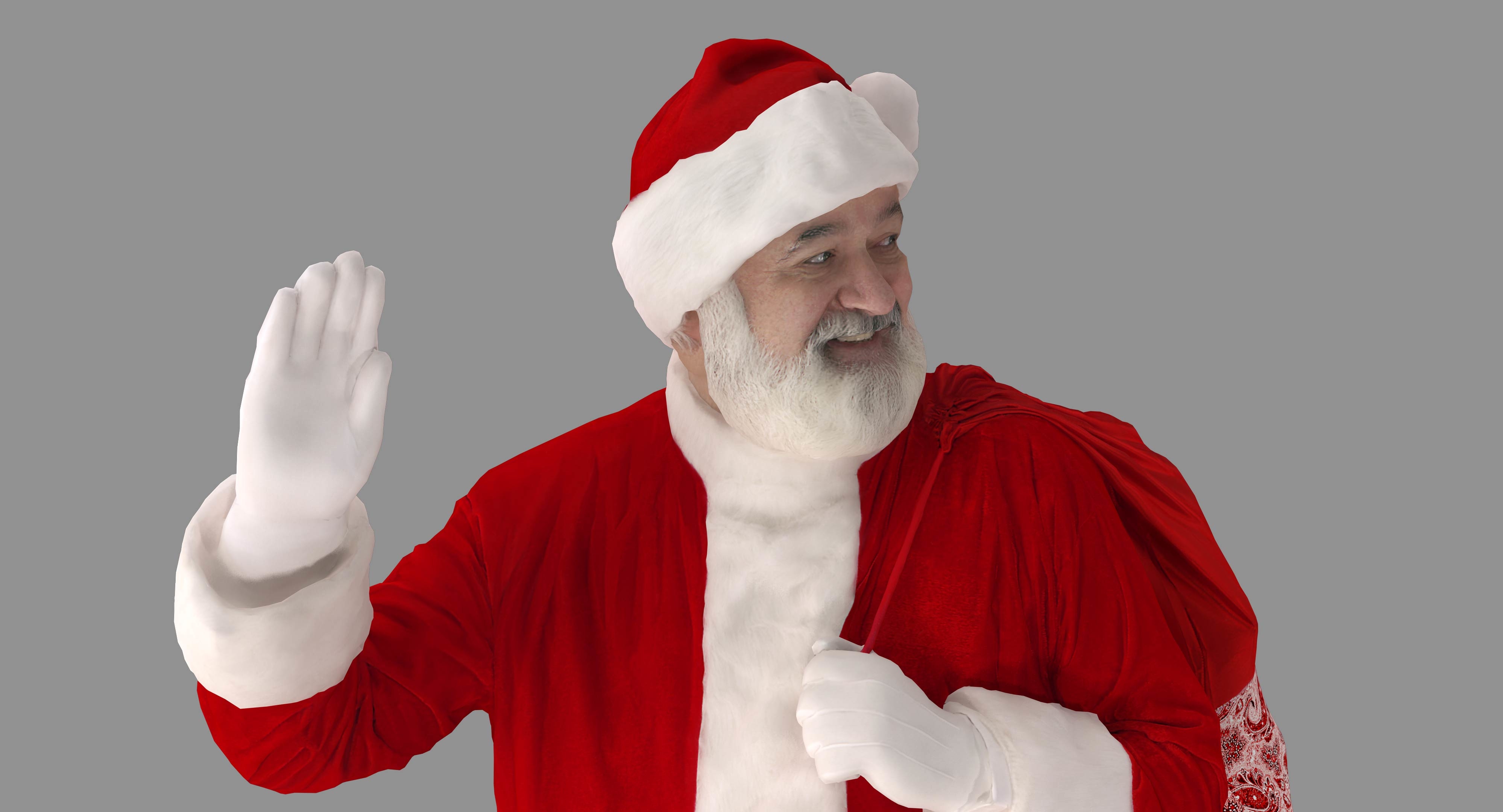 santa claus greeting people human 3d max