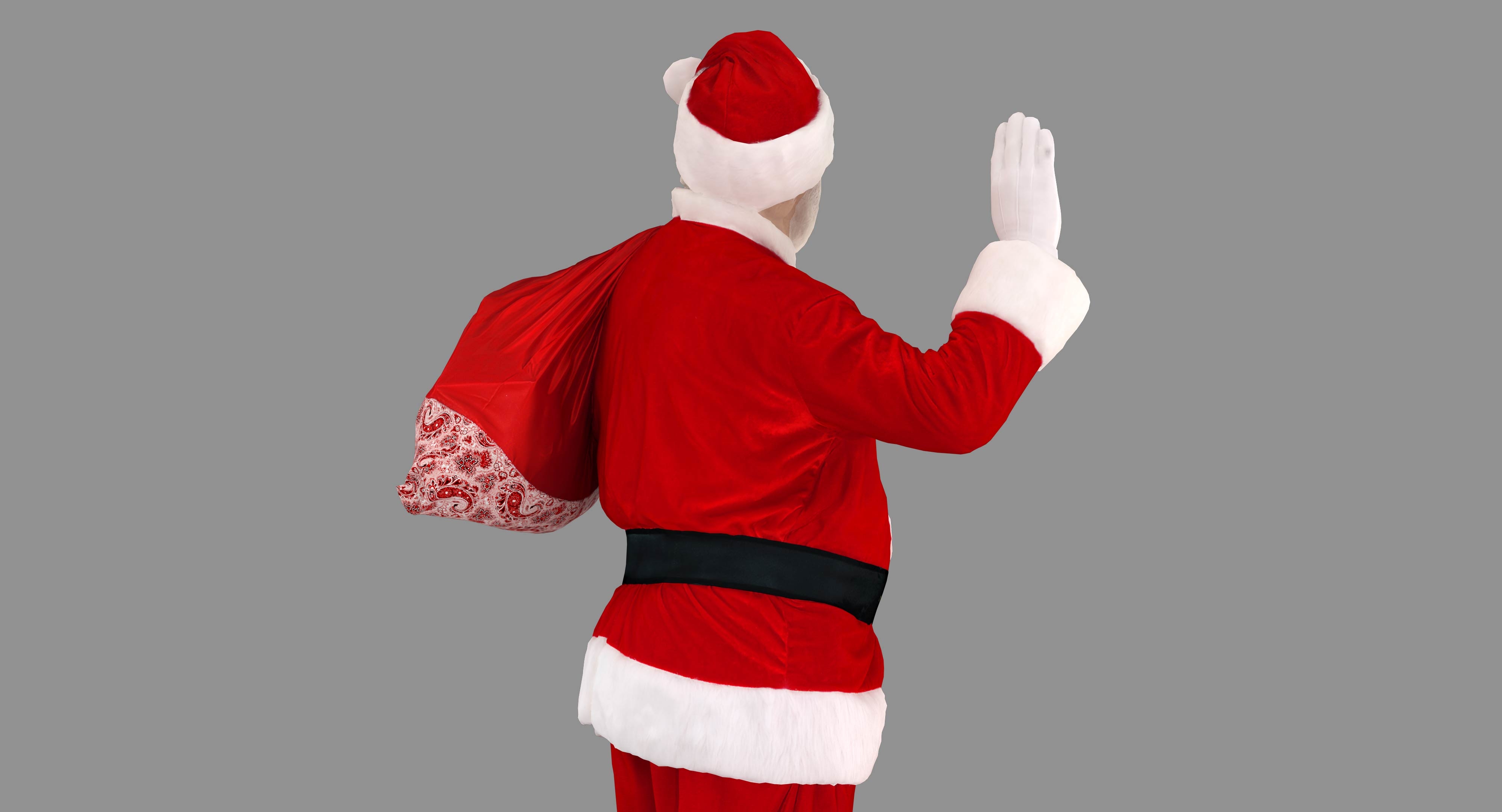 santa claus greeting people human 3d max