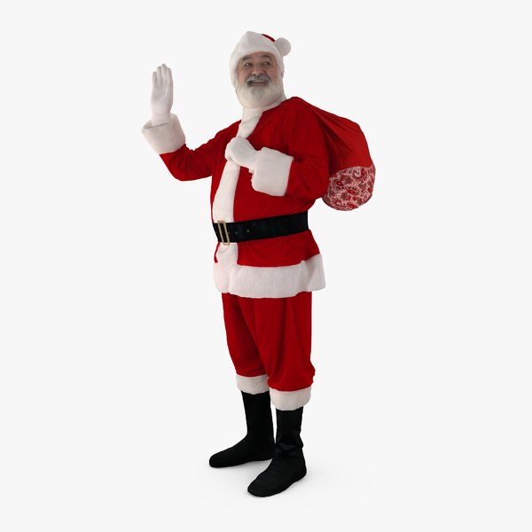 santa claus greeting people human 3d max