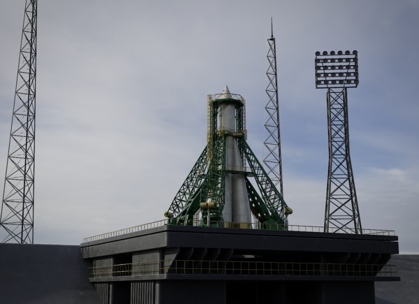 8k71ps sputnik rocket r-7 3d model