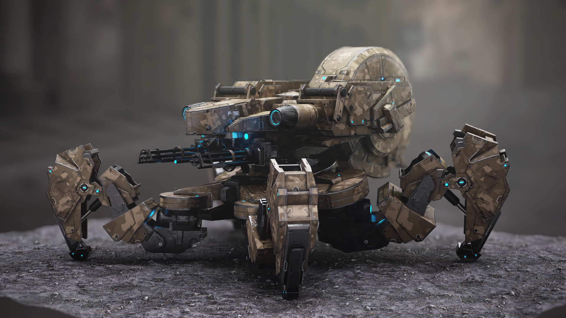 spider tank mech rigged max