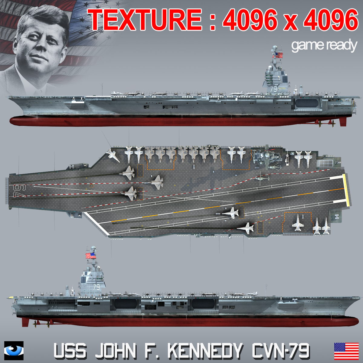 Uss john f kennedy 3D model - TurboSquid 1339034