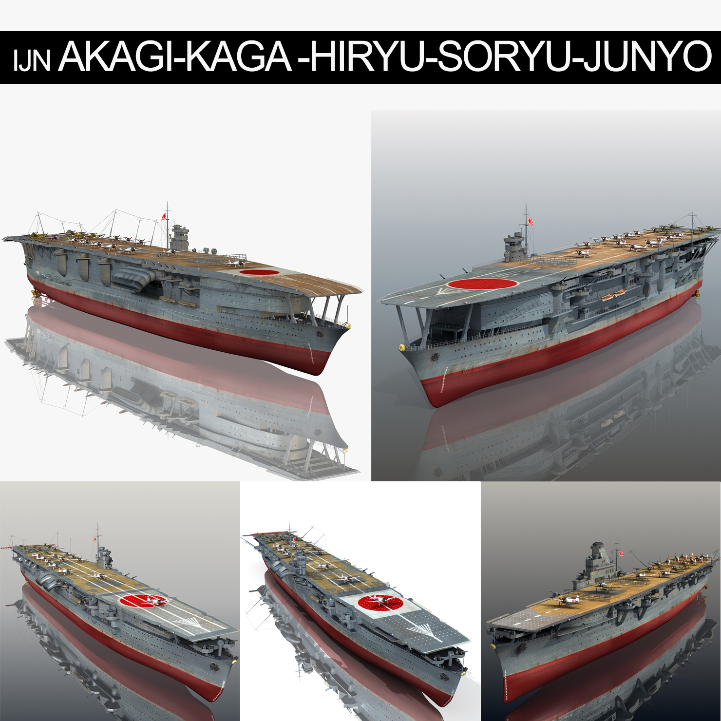 3D akagi kaga hiryu soryu - TurboSquid 1339135