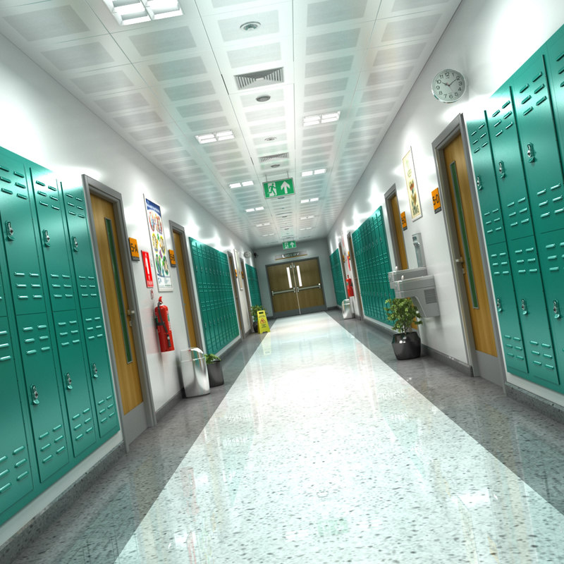 School hallway 3D model - TurboSquid 1339211