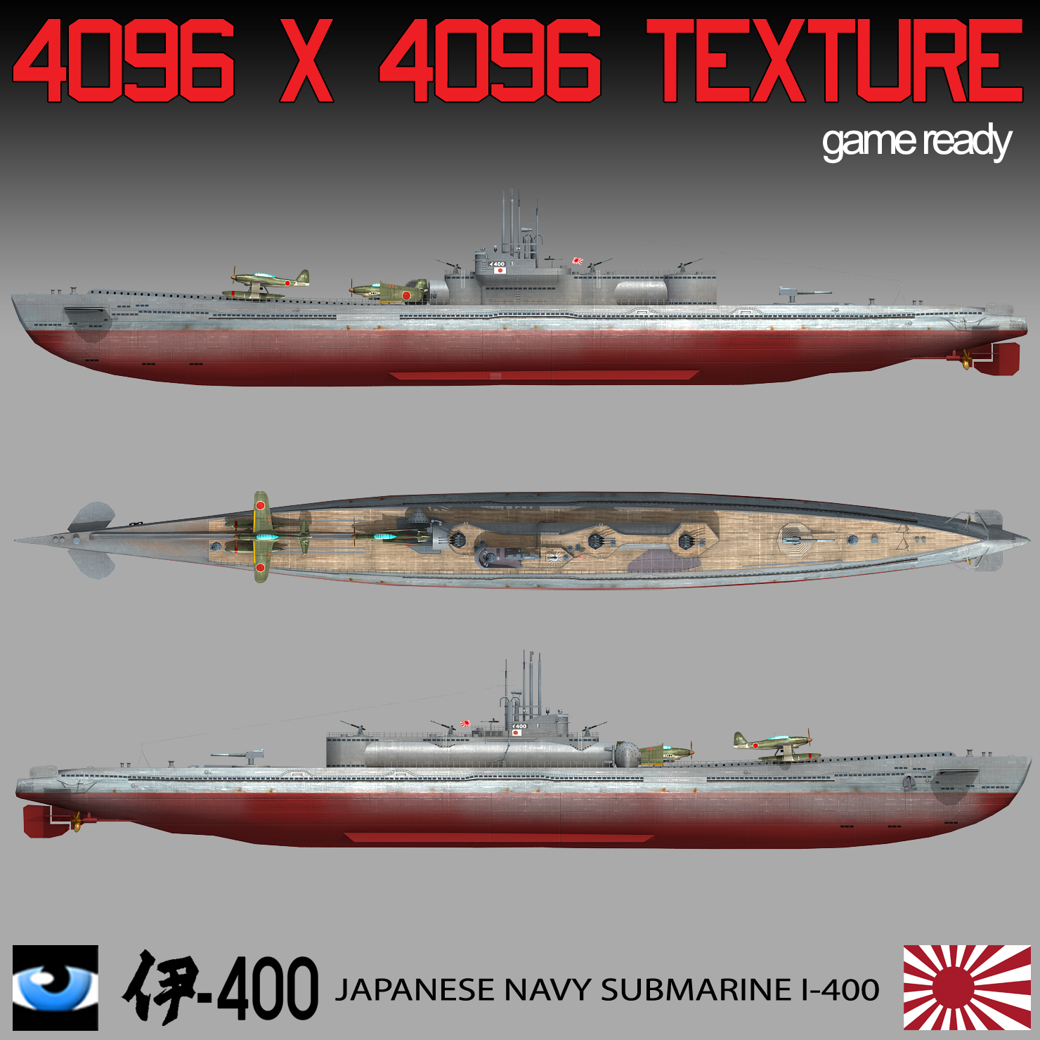 3D i-400 japanese navy submarine - TurboSquid 1340317