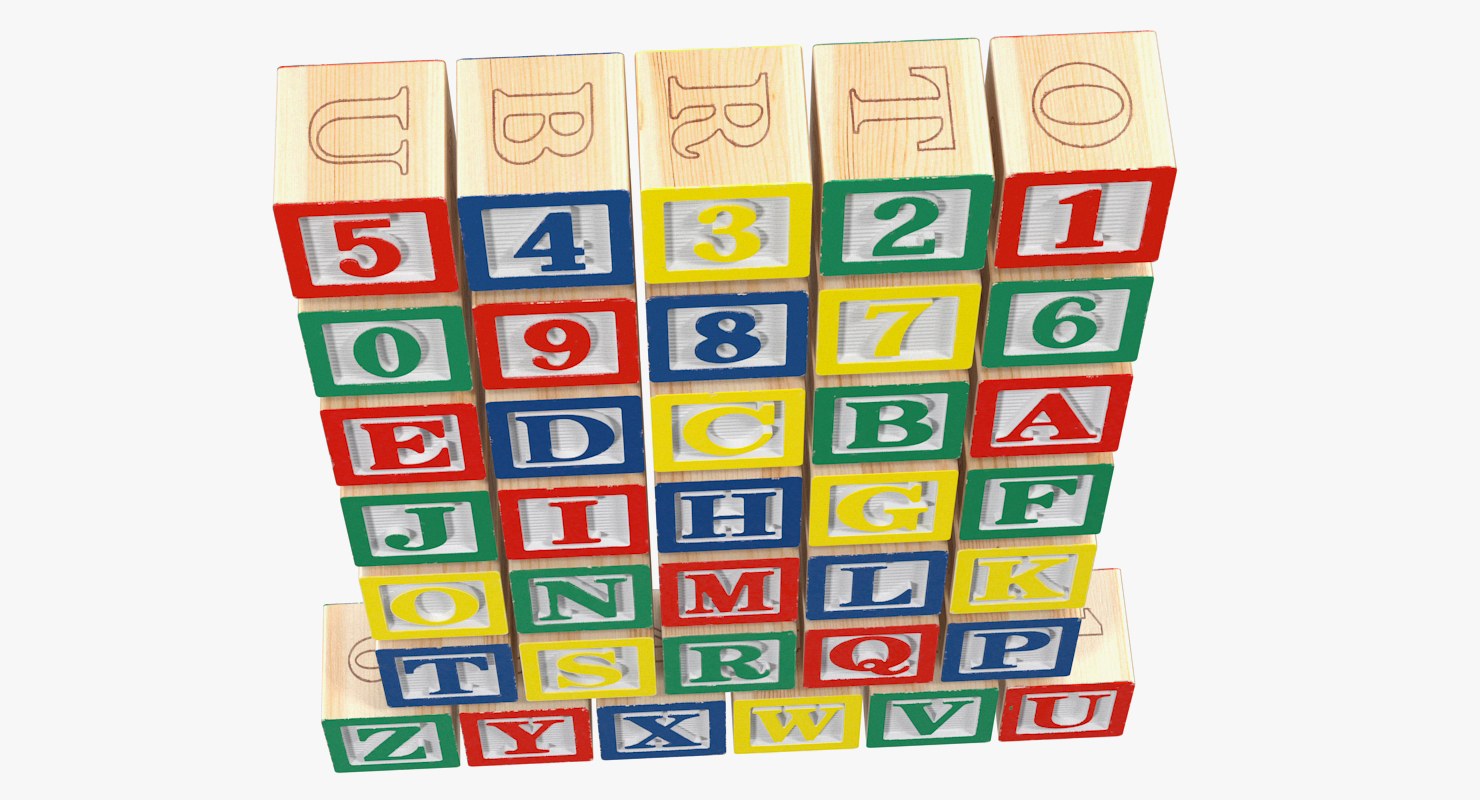 3D wooden alphabet blocks set model - TurboSquid 1340525
