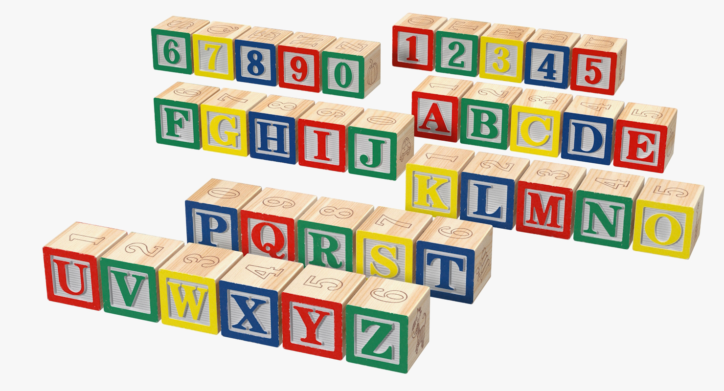 3D wooden alphabet blocks set model - TurboSquid 1340525