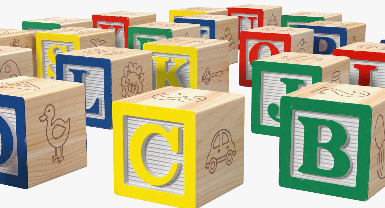 3D wooden alphabet blocks set model - TurboSquid 1340525