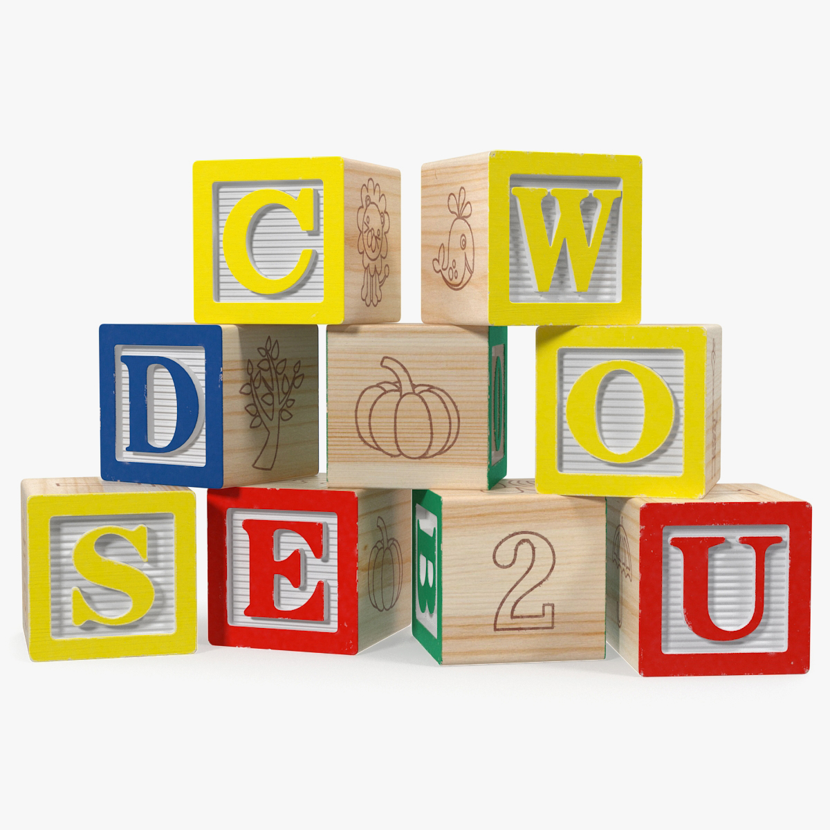 3D wooden letter blocks model - TurboSquid 1341314