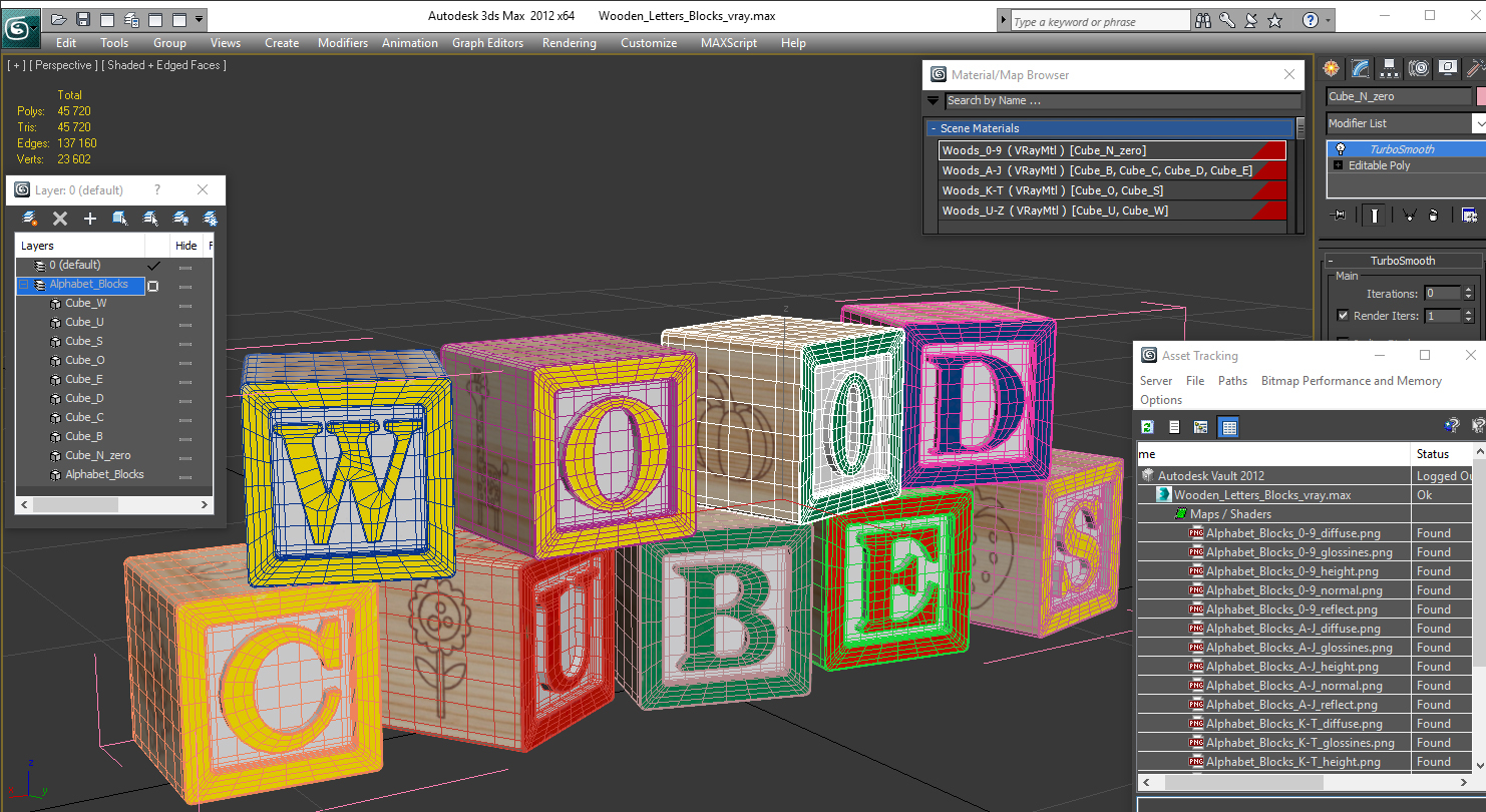 3D wooden letter blocks model - TurboSquid 1341314