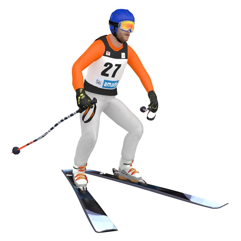 Rigged skier ski model - TurboSquid 1342300