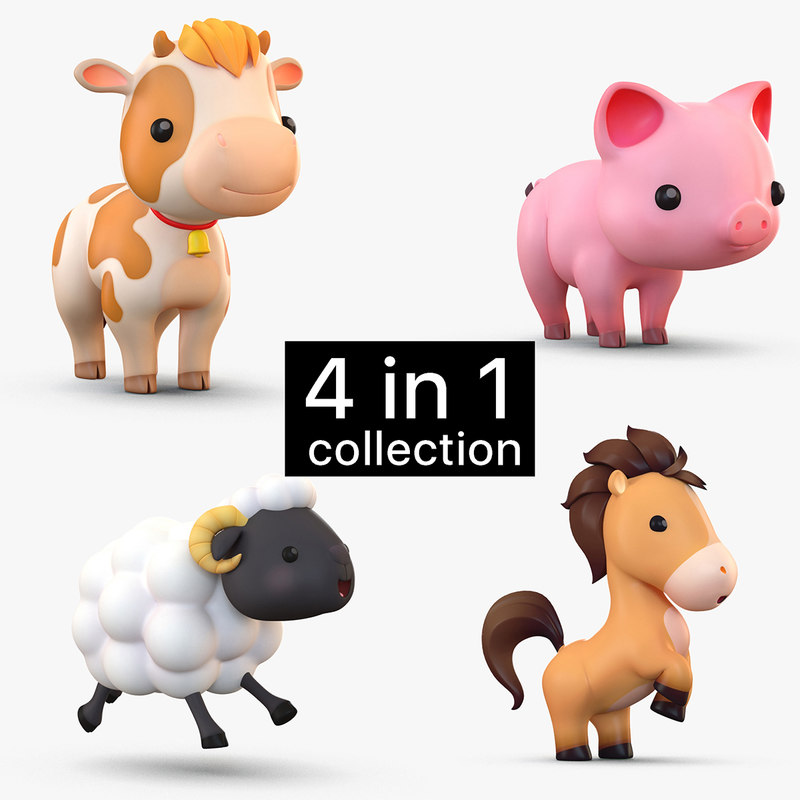 3D cartoon farm animals pack - TurboSquid 1342514