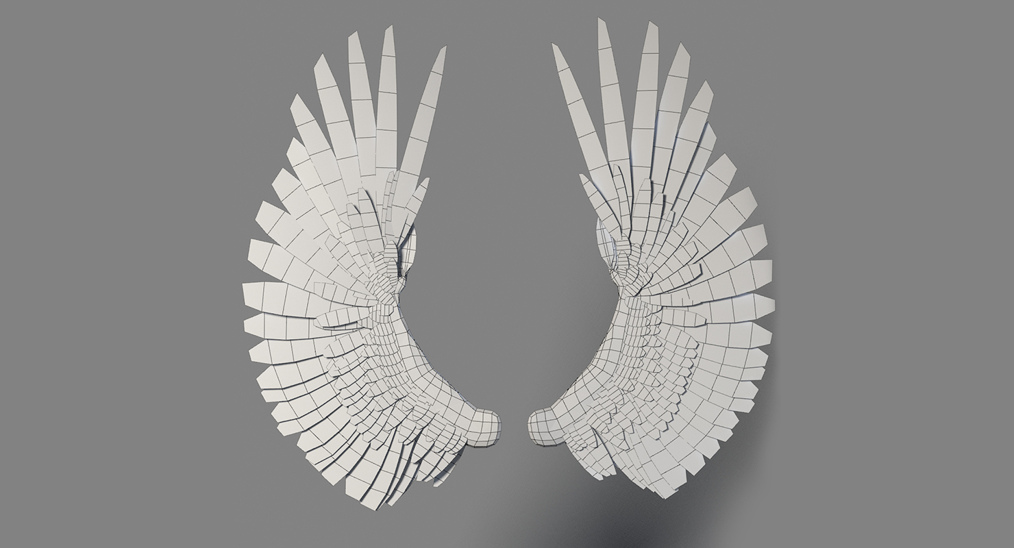 3d model realistic wings rigged