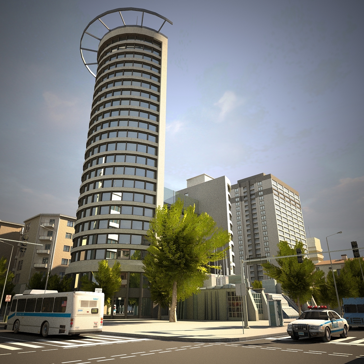 3d 3ds city buildings construction street