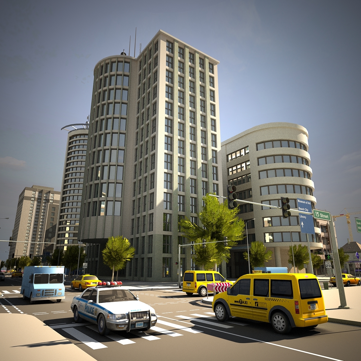 3d 3ds city buildings construction street