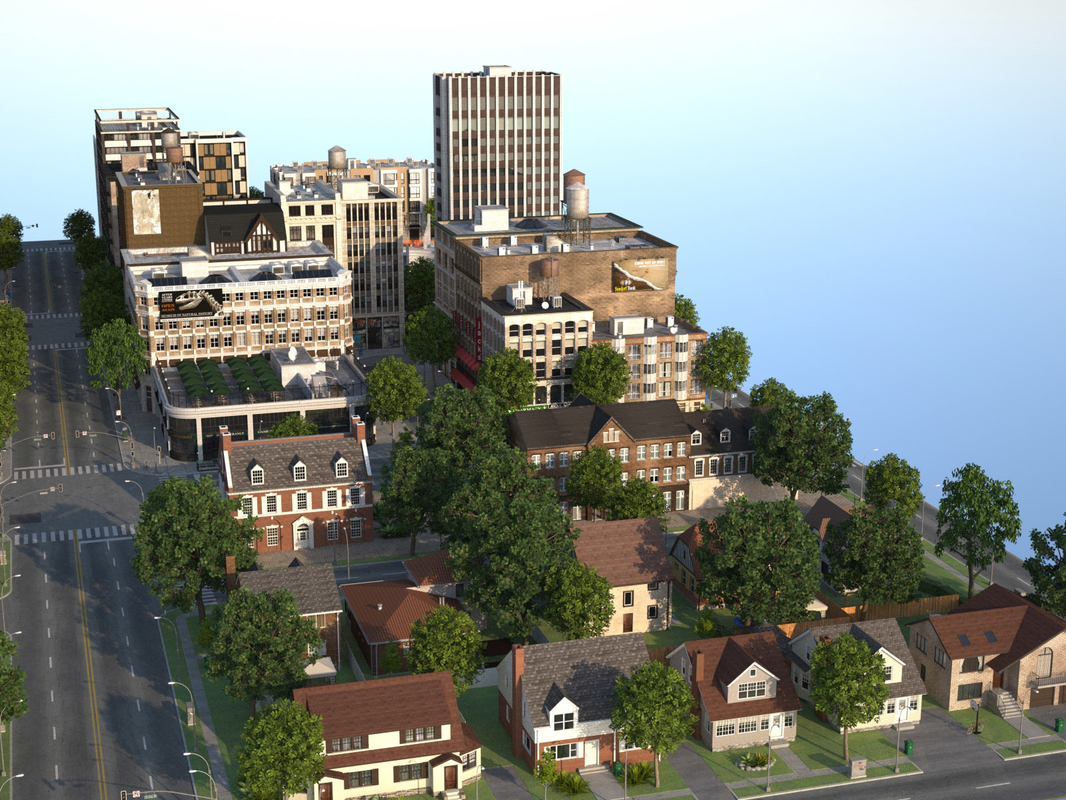 3d model city suburb