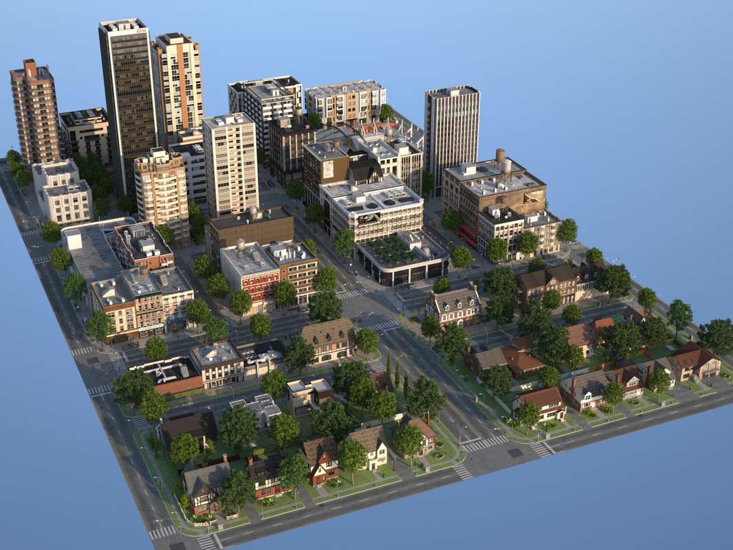 3d model city suburb